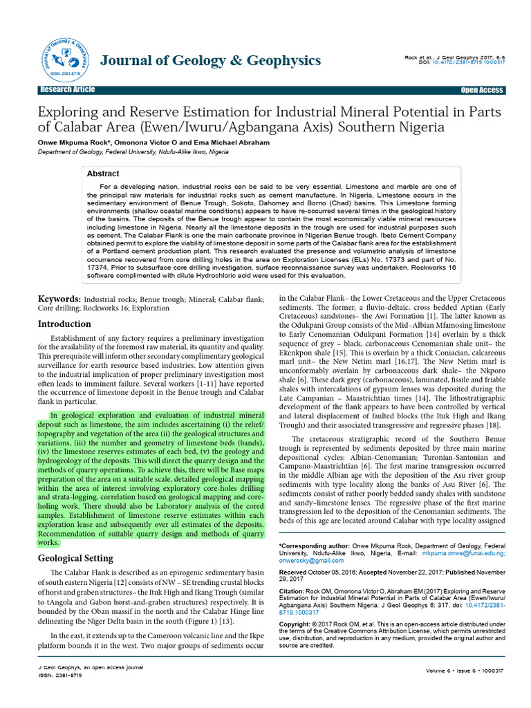 Nigeria Limestone Reserves | PDF | Geology | Shale