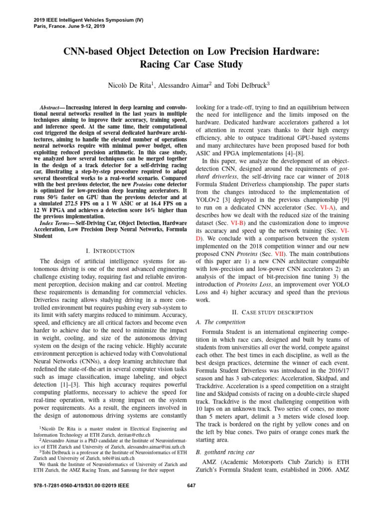 CNN-based Object Detection On Low Precision Hardware Racing Car Case Study | PDF | Artificial ...