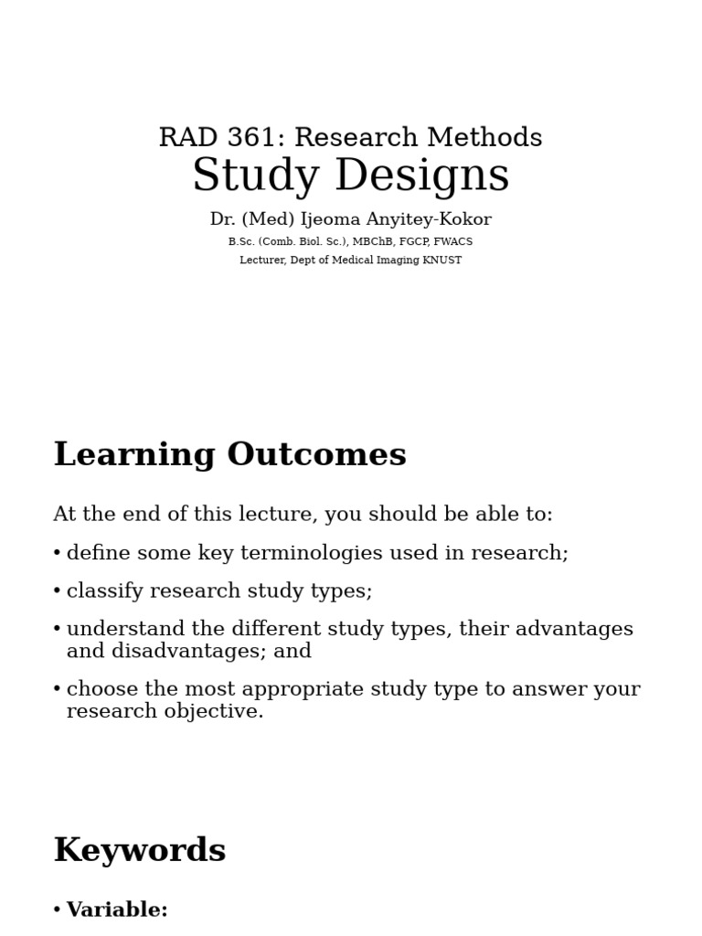 RAD 361 Study Designs 24 | PDF | Cohort Study | Randomized Controlled Trial