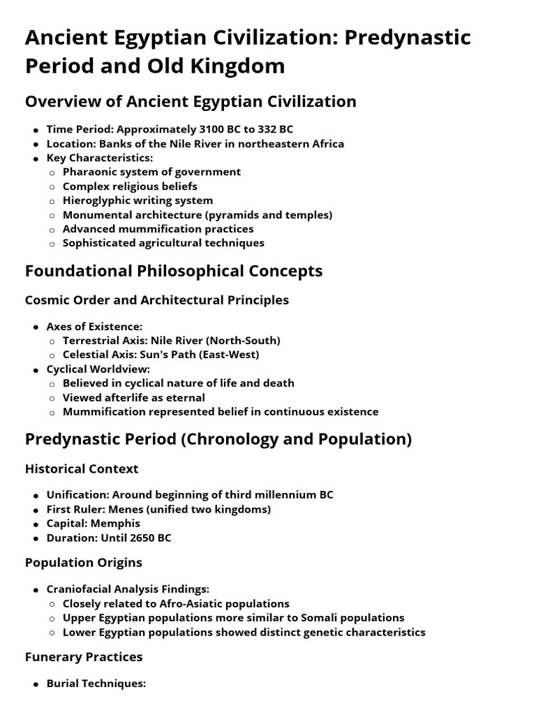 Ancient Egyptian Civilization Overview | PDF | Ancient Egypt | Egyptian ...