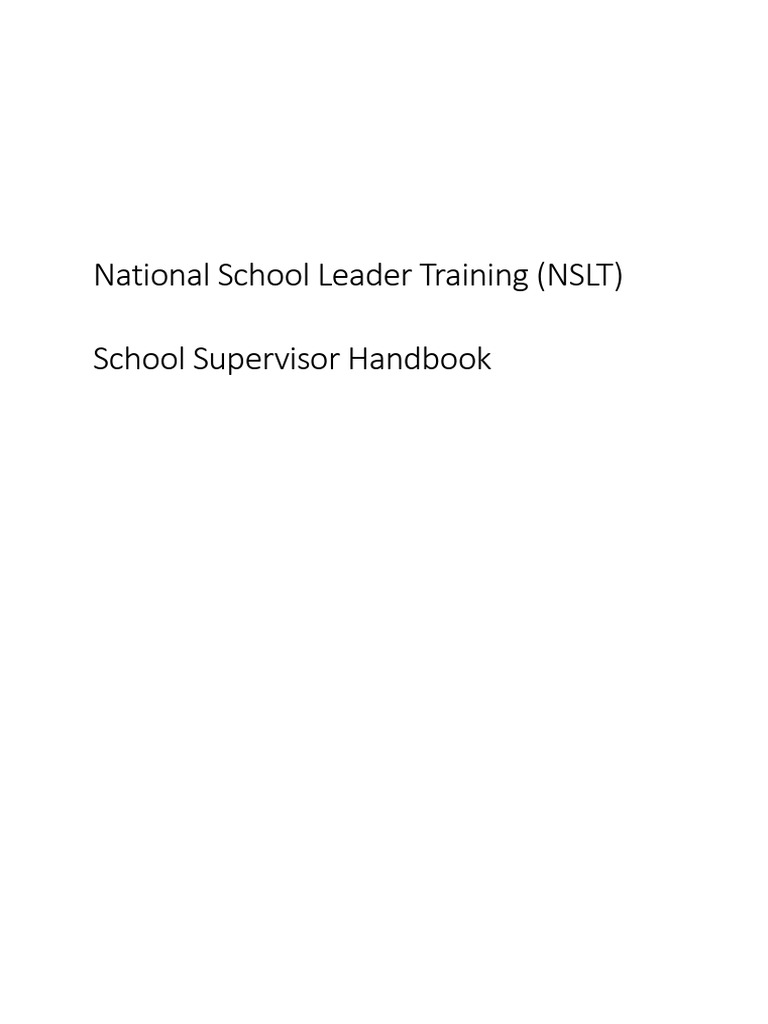 School Supervisor Handbook | PDF | Teachers | Learning