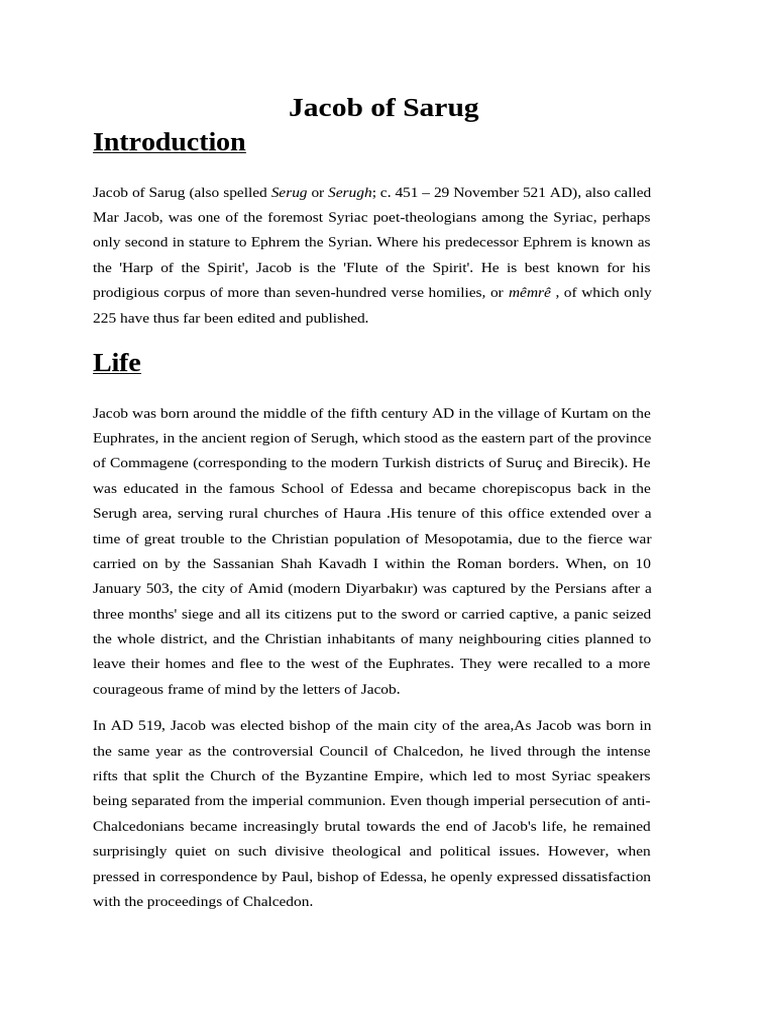 Jacob of Sarug | PDF | Eastern Christianity | Christian Denominational ...