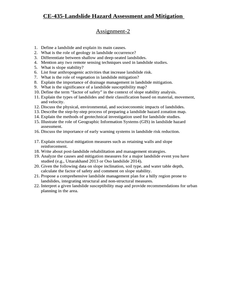 Assignment-2-Landslide Hazard Assessment and Mitigation | PDF