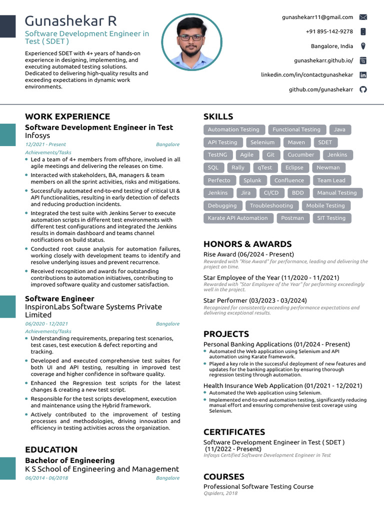 Gunashekar Resume+SDET+Immediate | PDF | Software Engineering | Computing