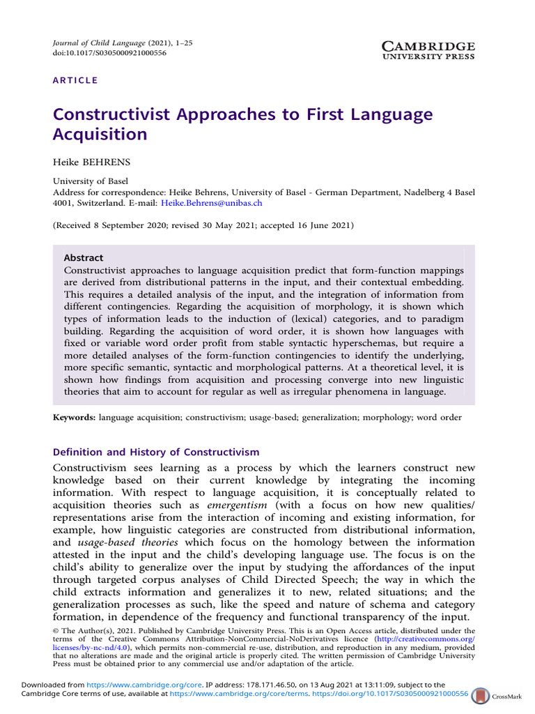 Constructivist_Approaches_to_First_Language_Acquis | PDF | Morphology (Linguistics) | Language ...