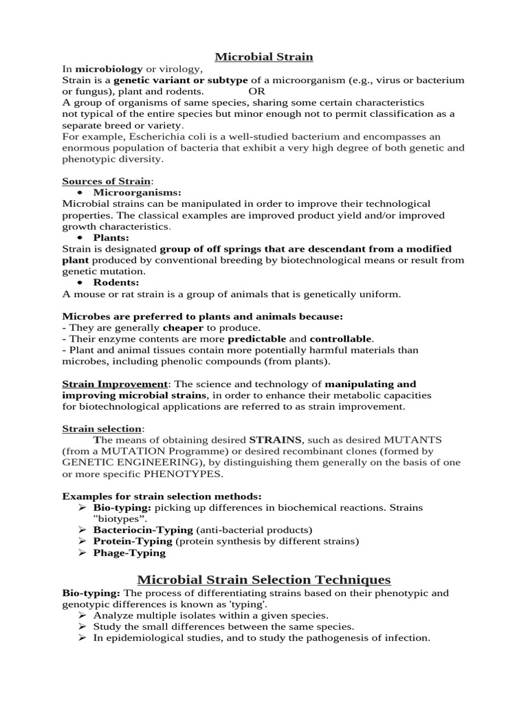 10 Strain Selection Techniques | PDF | Strain (Biology) | Gel ...