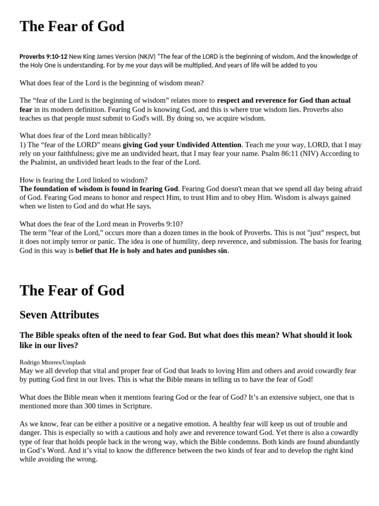 The Fear of God | PDF | Faith | Jesus