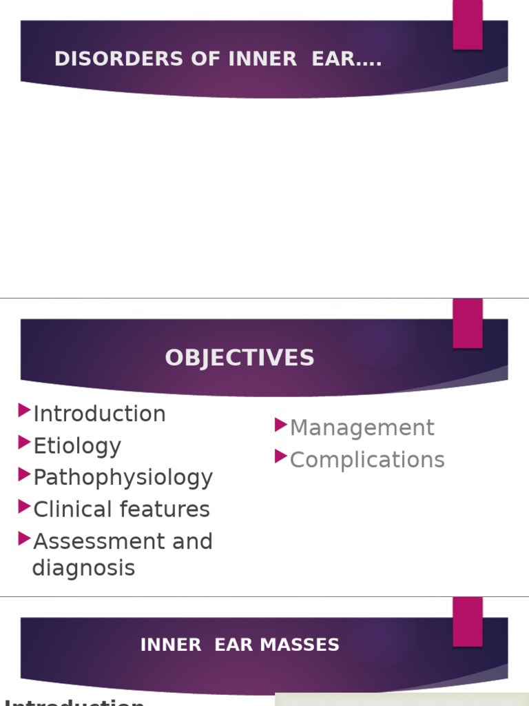 Inner Ear Disorders Overview | PDF | Hearing Loss | Hearing