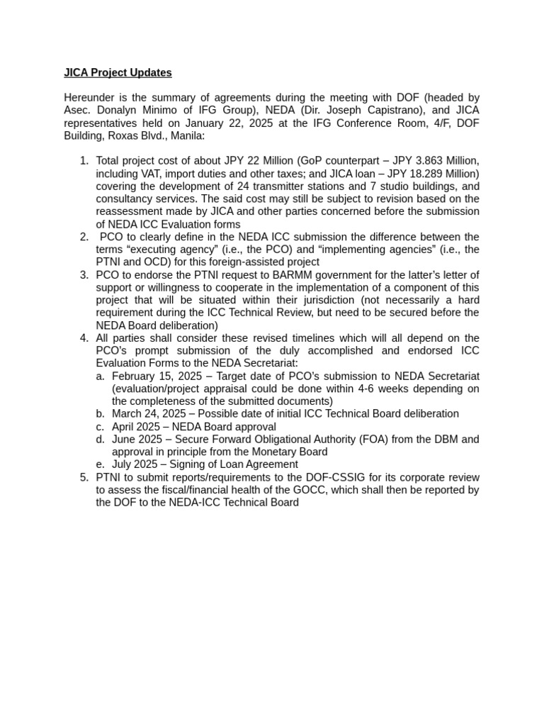 JICA Project Updates | PDF