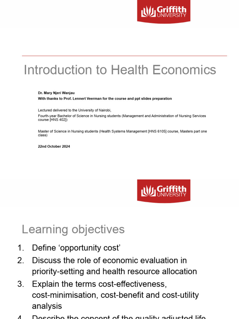Introduction To Health Economics - 20241022 | PDF | Economics | Economies