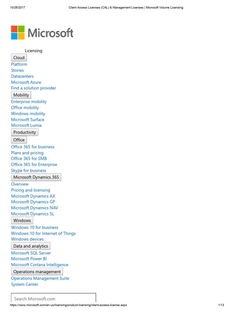 Microsoft Windows Server CAL Overview | PDF | Microsoft | Software ...