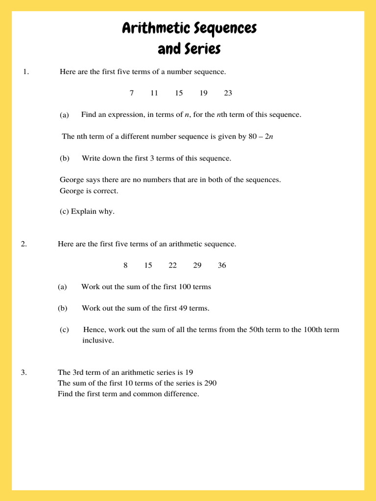 PA 3.5 Arithmetic Sequences and Series | PDF