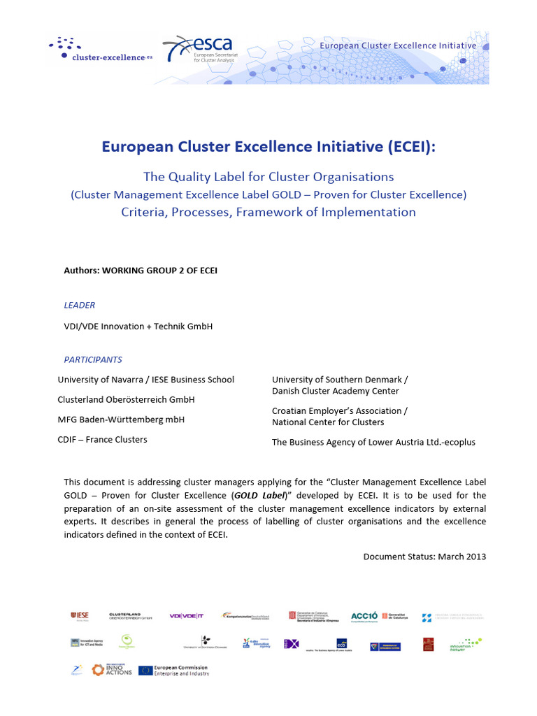 European Cluster Excellence Initiative (ECEI) :: The Quality Label For Cluster Organisations ...