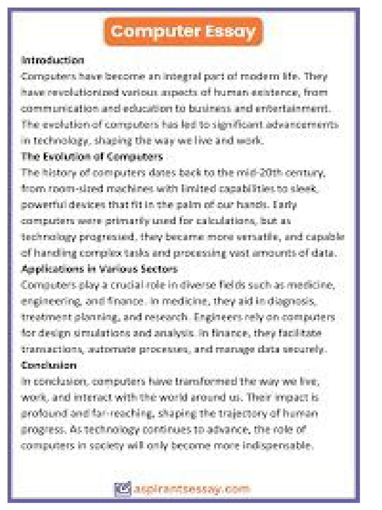 Essay On Computer | PDF