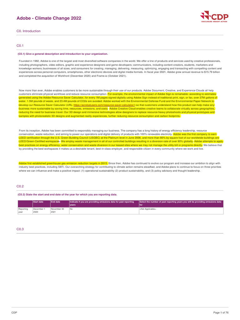 CDP 2022 Climate Change | PDF | Climate Change Mitigation | Risk