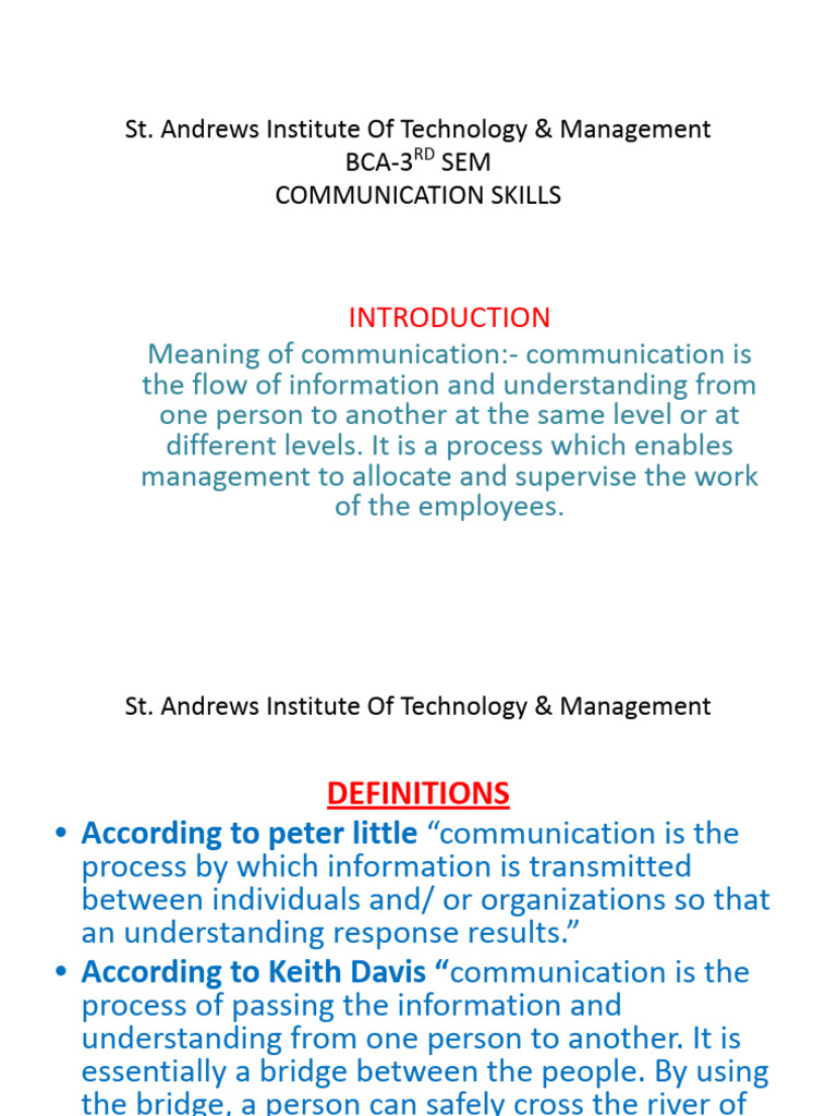 BCA-3RD SEM unit-1 ppts.pptx (2) | PDF | Communication | Human ...