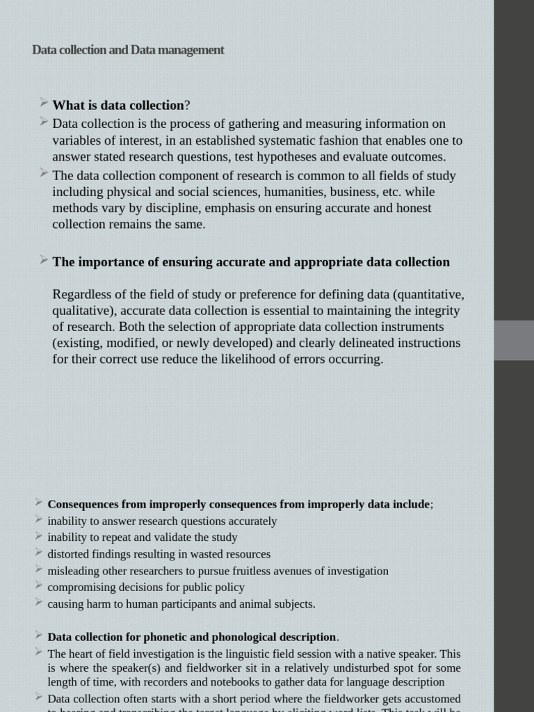 Data Collection and Data Management | PDF | Data Collection | Word