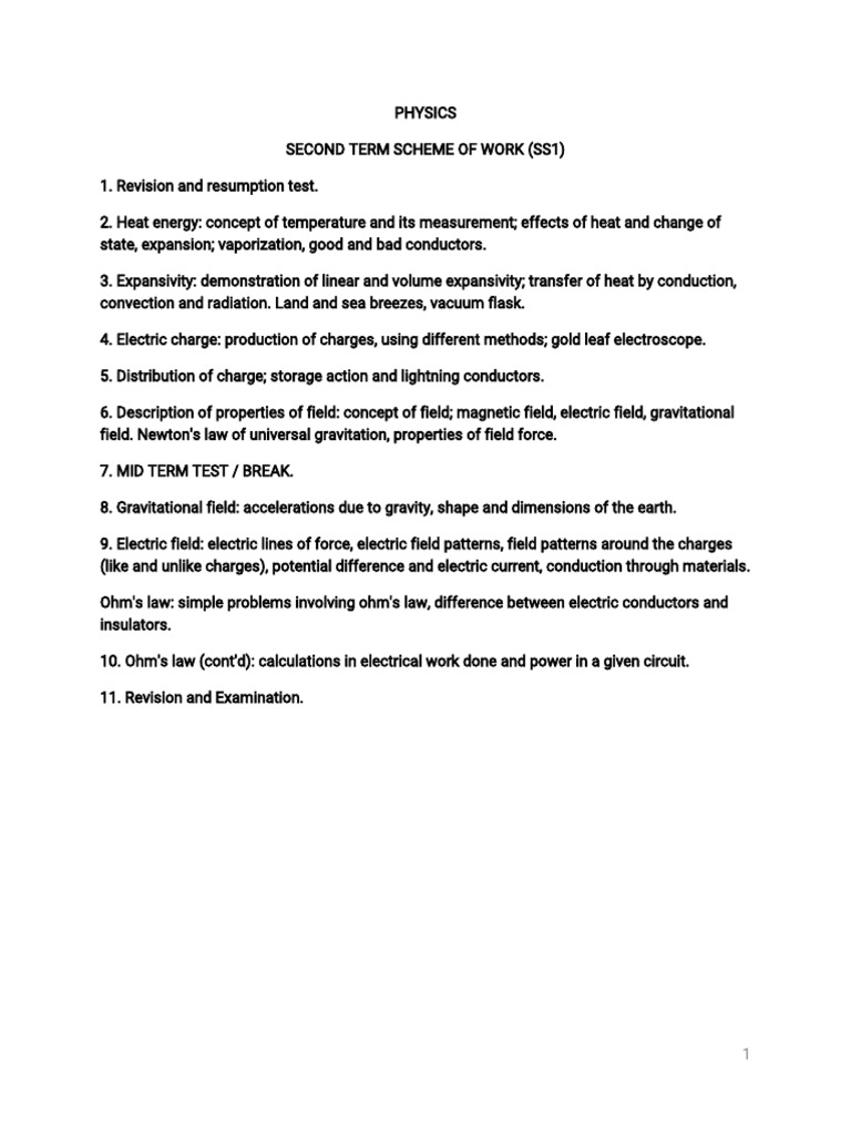 SS1 PHY NOTE SECOND TERM LATEST Adazi Nnukwu | PDF