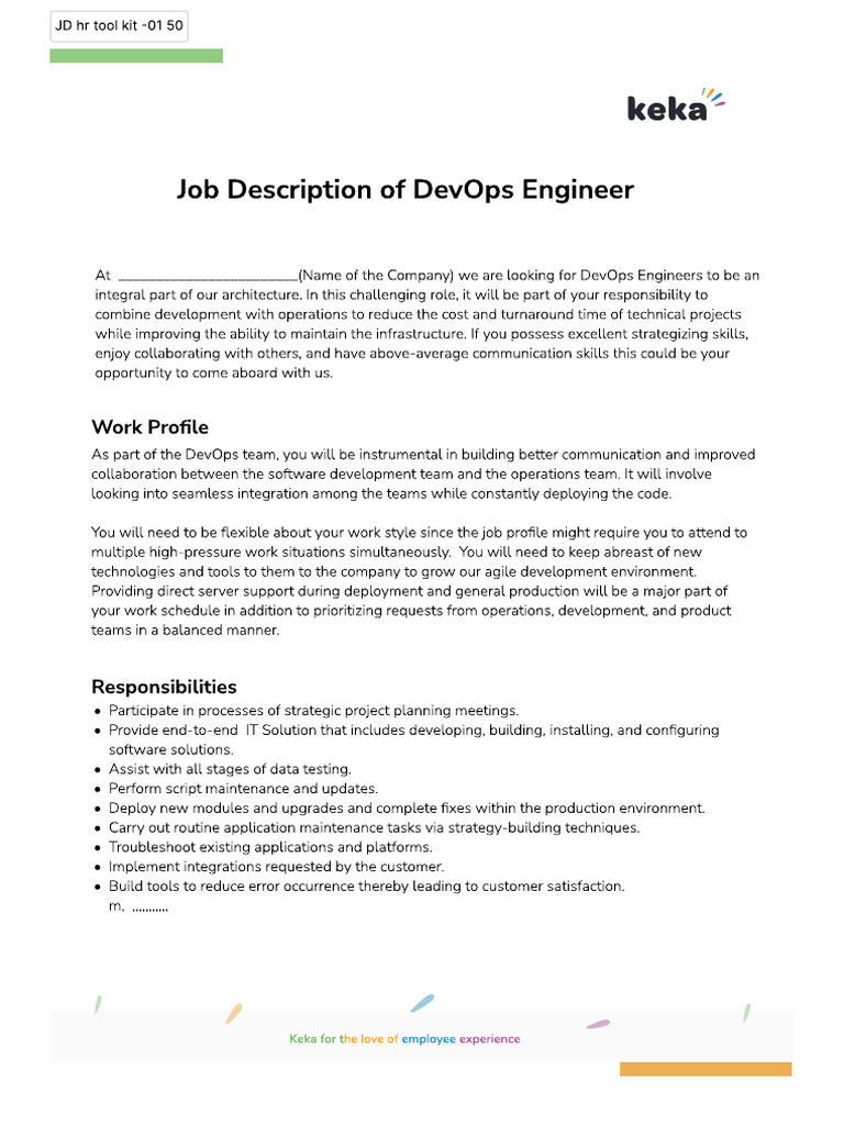 Devops Engineer Job Description | PDF | Databases | Scripting Language