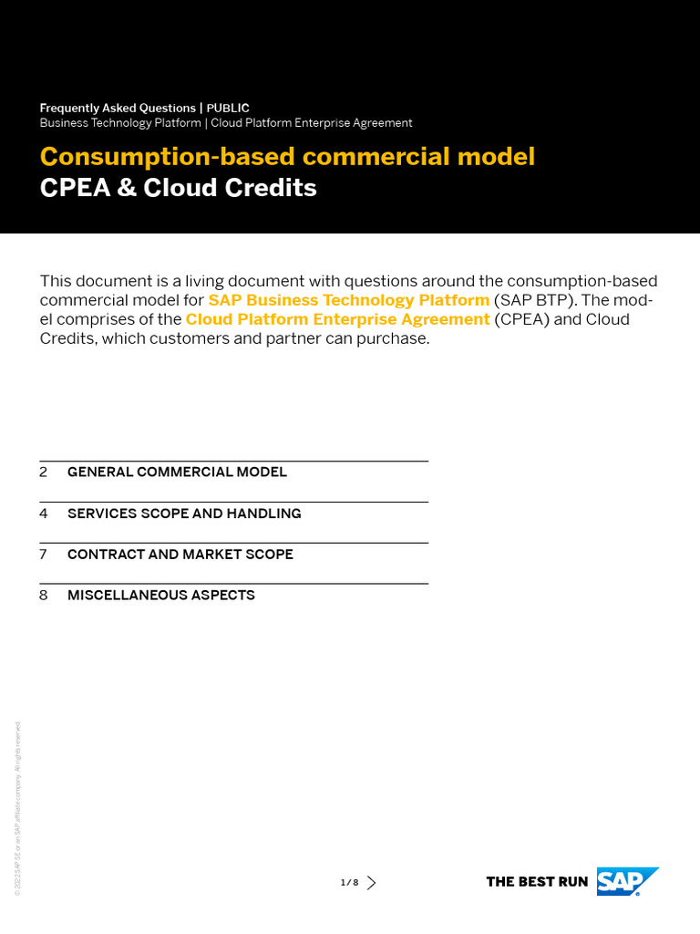 SAP BTP Cloud Platform Agreement FAQ | PDF | Cloud Computing | Subscription Business Model