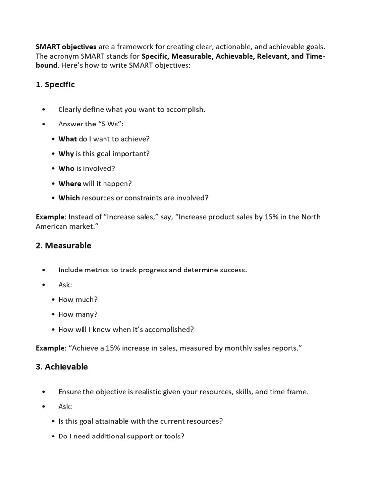 How to Write SMART Objectives | PDF