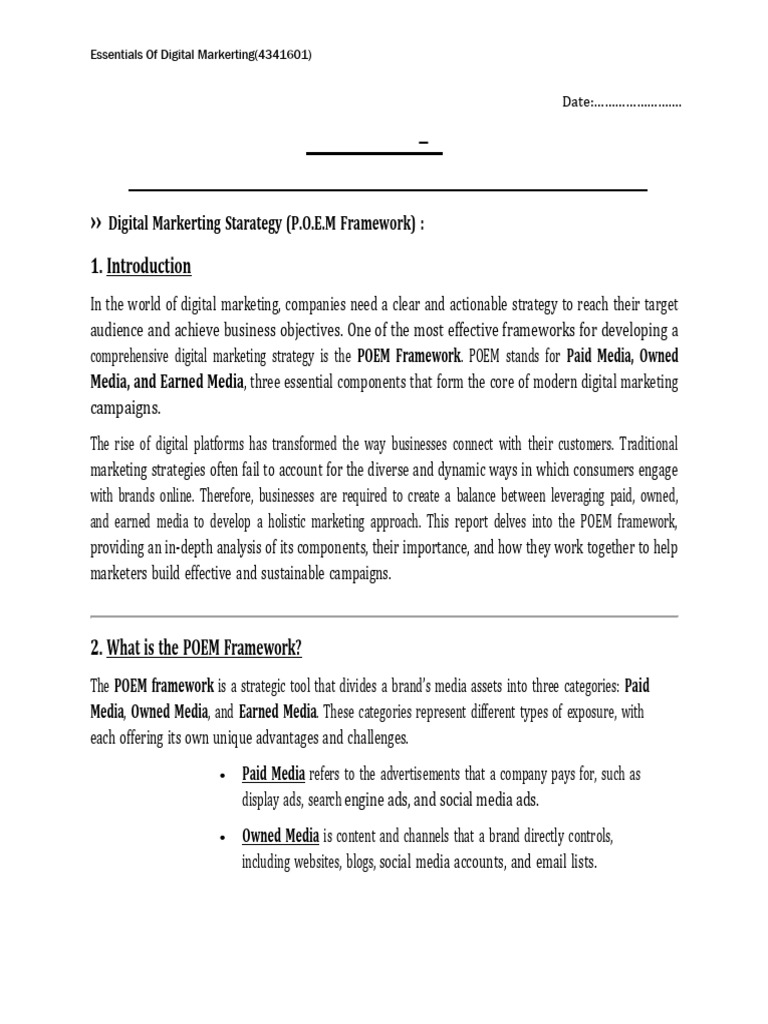POEM Framework in Digital Marketing | PDF | Digital Marketing | Advertising
