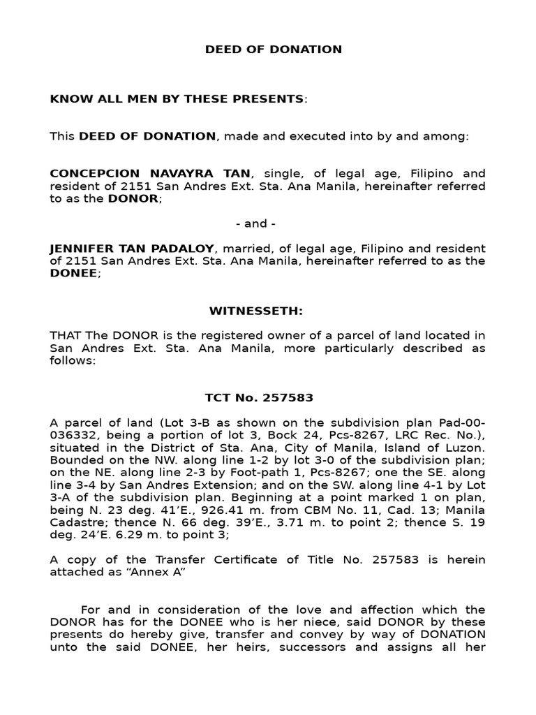 Property Donation Agreement | PDF | Legal Documents | Private Law