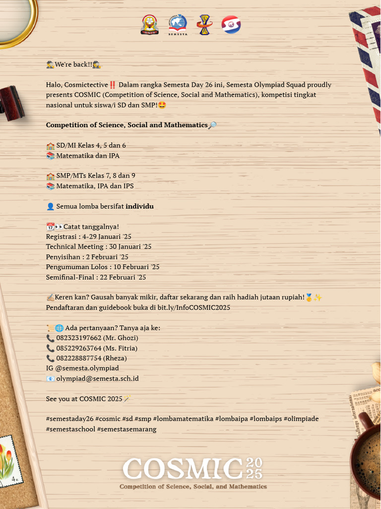 Lomba COSMIC 2025 untuk SD dan SMP | PDF
