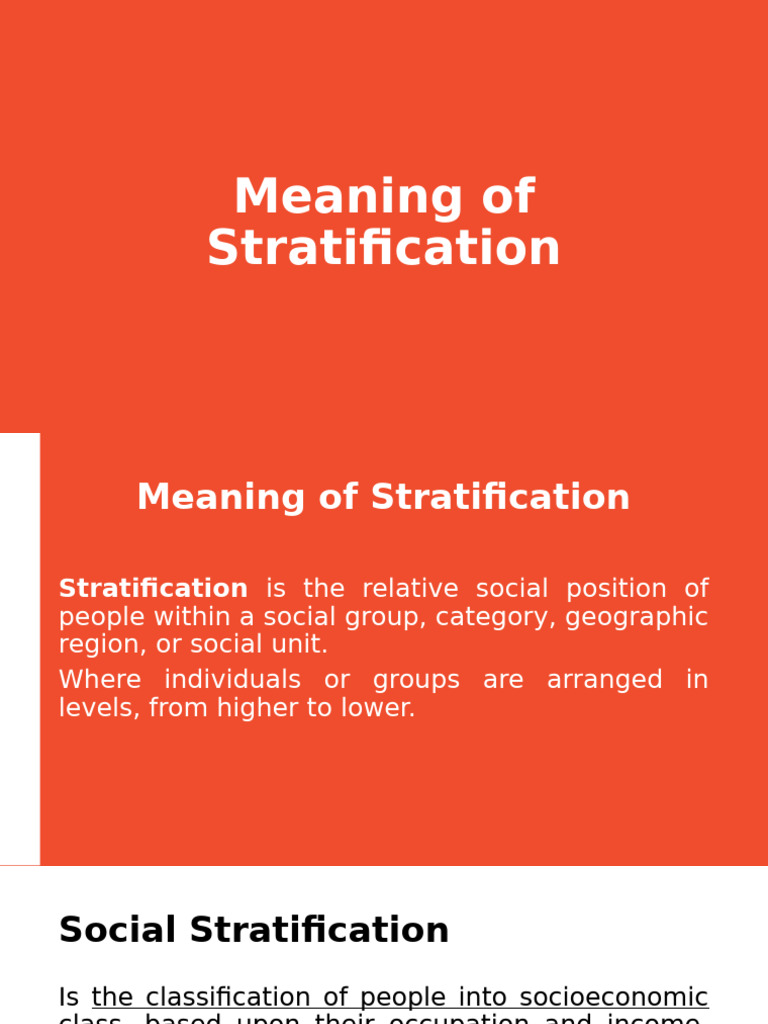 Meaning of Stratification | PDF | Social Stratification | Wealth