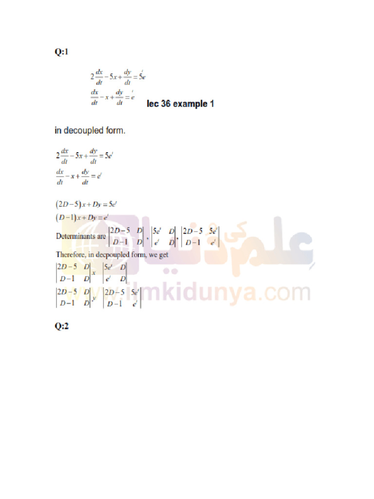 Virtual University MTH401 Differential Equations Final Term 2012 Subjective Solved Past Papers ...