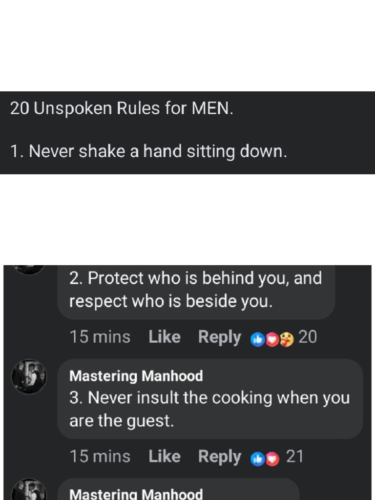 20 Unspoken Rules For Men | PDF