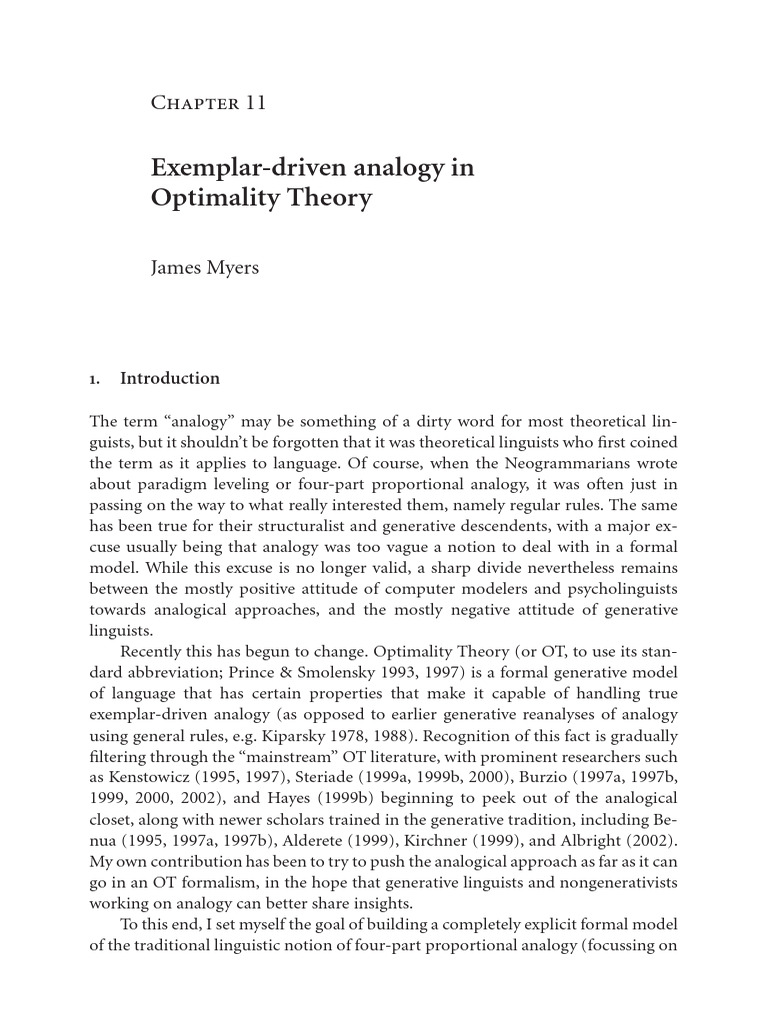 Analogical Modeling An Exemplar-Based Approach To ... - (Chapter 11 Exemplar-Driven Analogy in ...