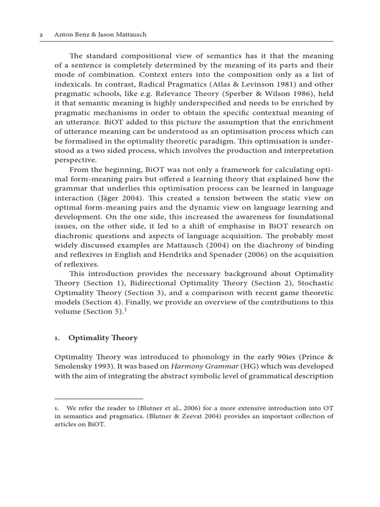 Bidirectional Optimality Theory - (Bidirectional Optimality Theory) | PDF | Linguistics | Human ...