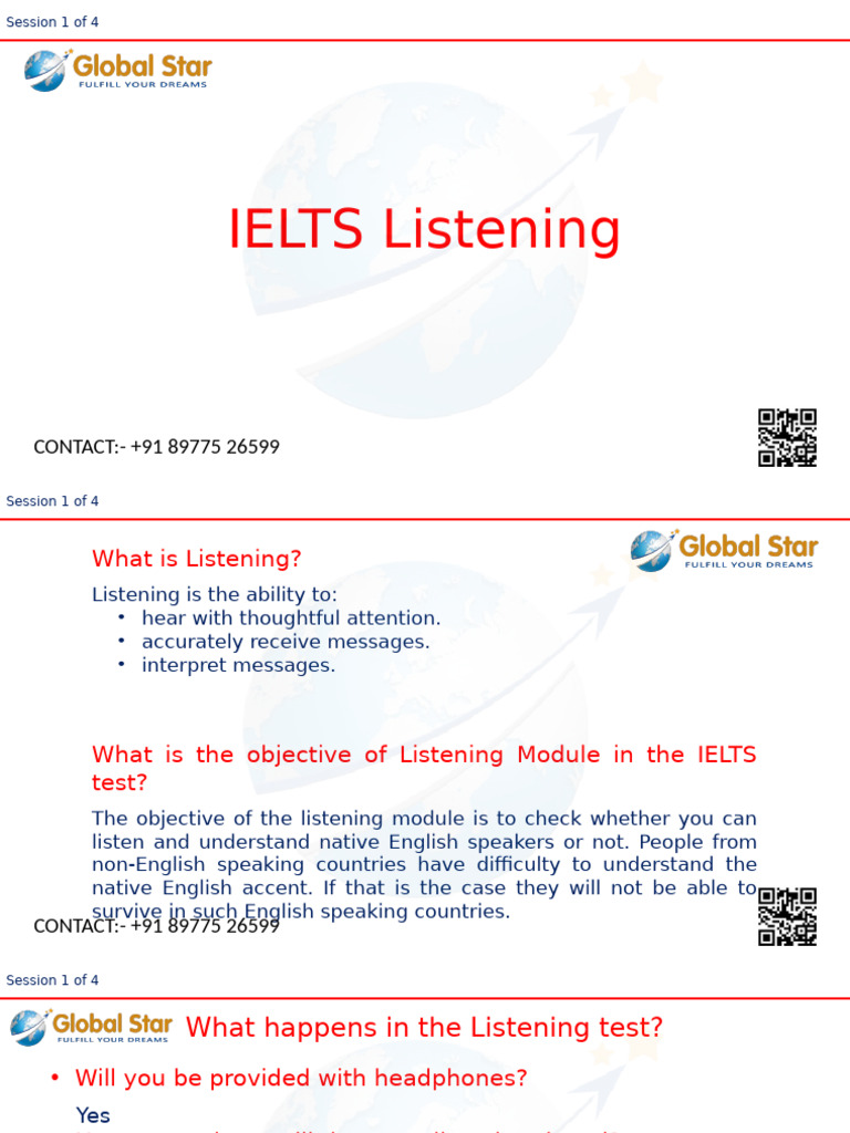 IELTS Listening Module Overview | PDF | International English Language ...
