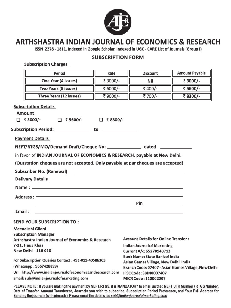 Subscription Form Renewal | PDF