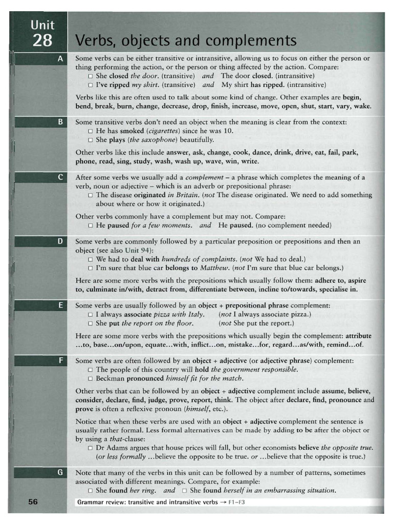 VERBS,OBJECTS,COMPLEMENTS | PDF