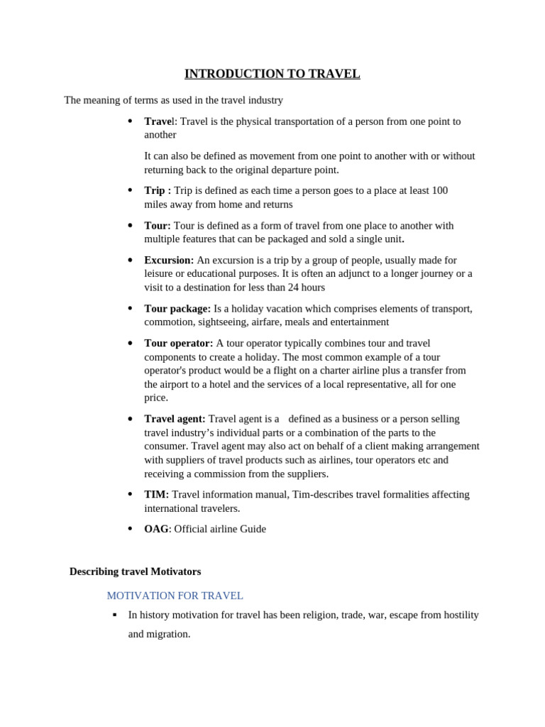 Travel Industry Terms and Motivations | PDF | Precipitation | Rain
