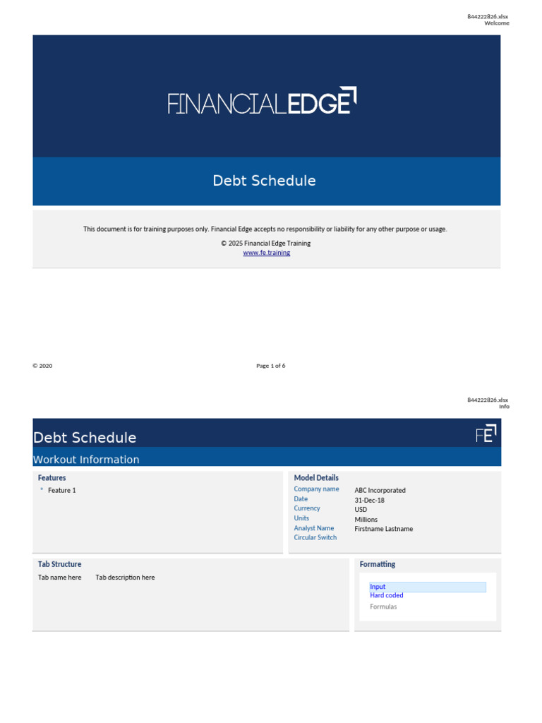 Debt Schedule Workout Empty | PDF | Loans | Debt