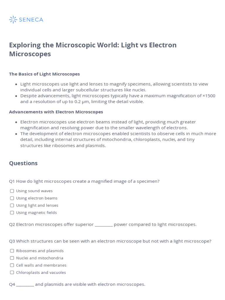 Exploring The Microscopic World Light Vs Electron Microscopes | PDF ...