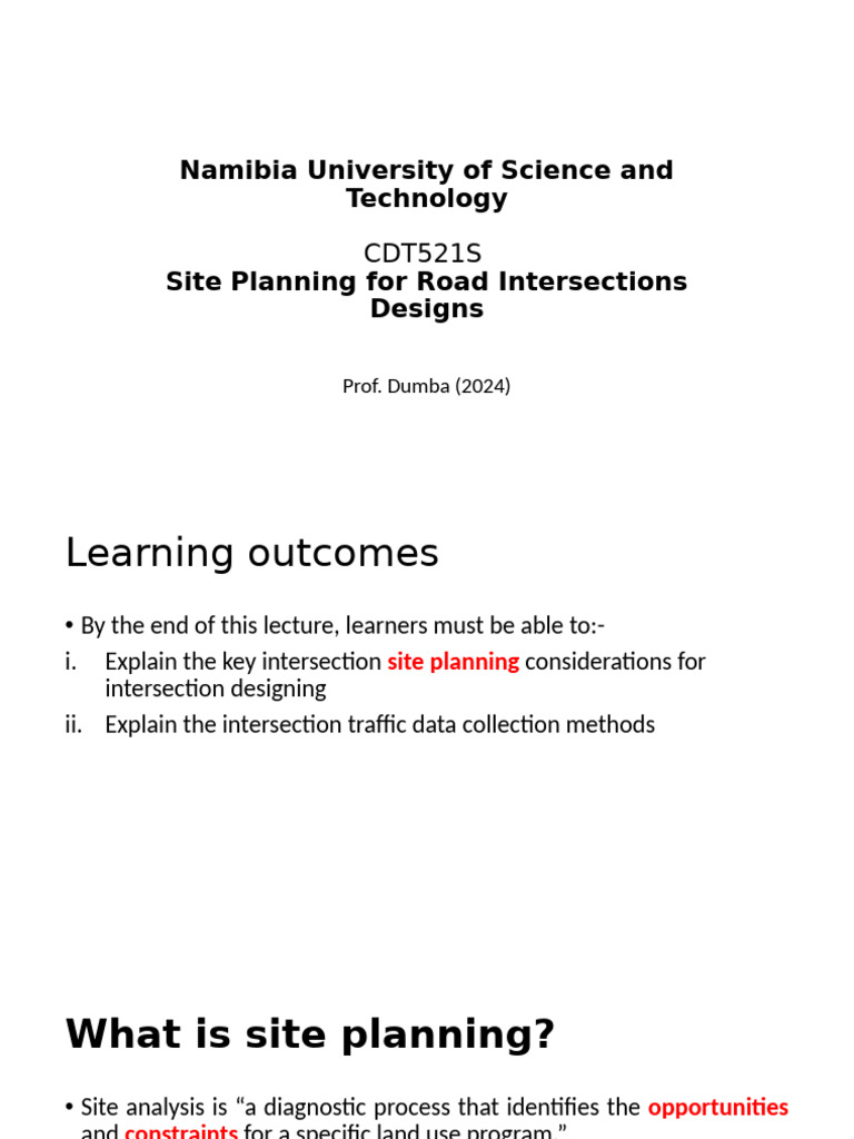 Lecture 5 - Planning and Design Considerations For Road Intersections | PDF | Traffic ...