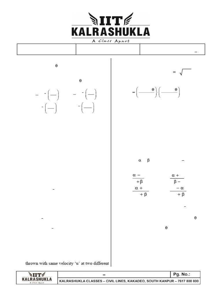 2. Kinematics (JEE MAIN Online) | PDF | Metrology | Mechanics