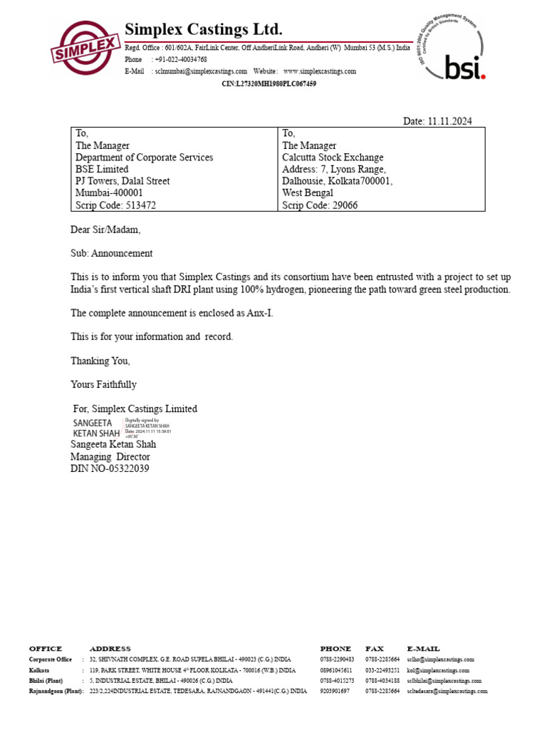 Simplex Castings Launches Green DRI Plant | PDF | Steelmaking | Nature