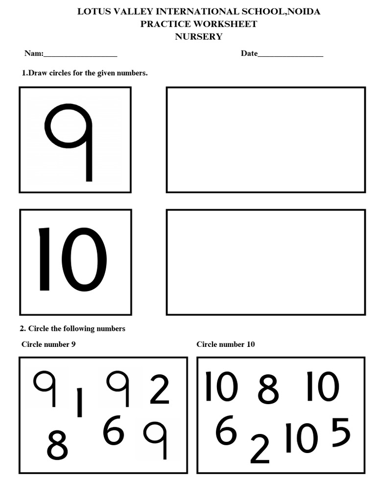 Nursery Number Practice Worksheet | PDF