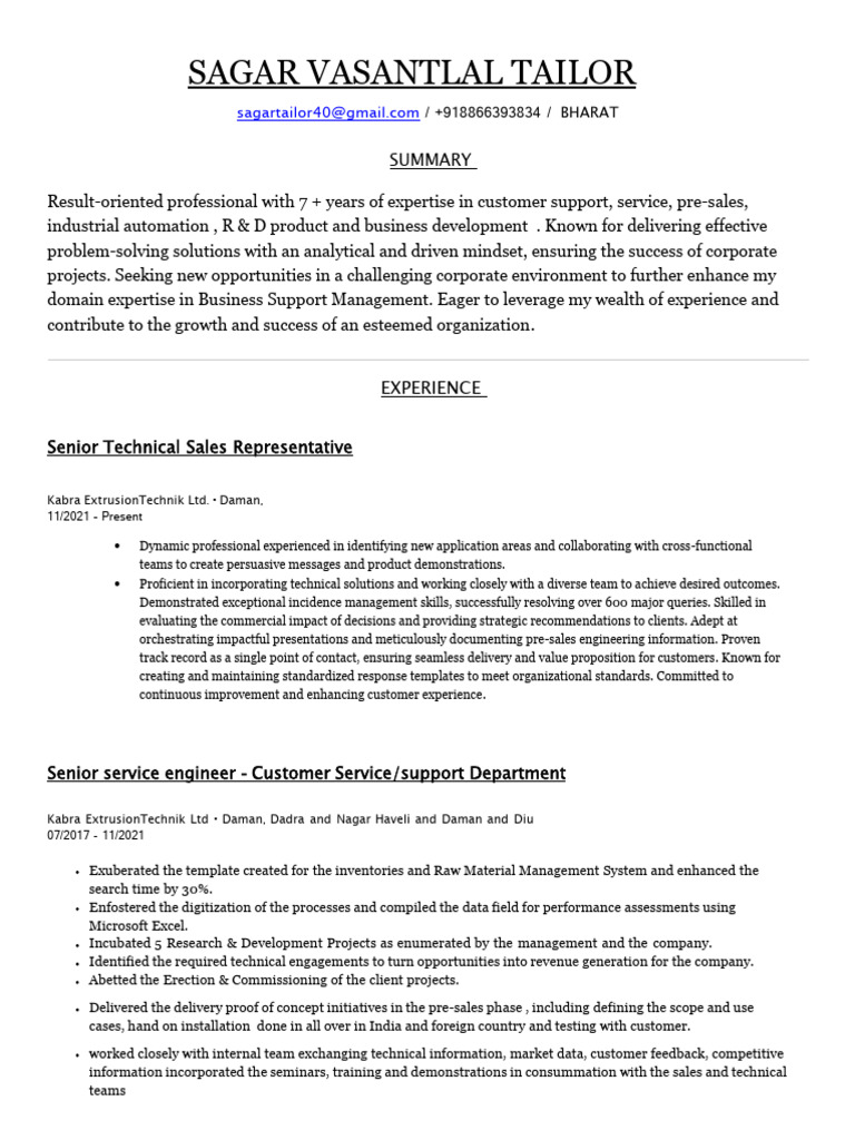 SAGAR VASANTLAL TAILOR | PDF | Information | Business