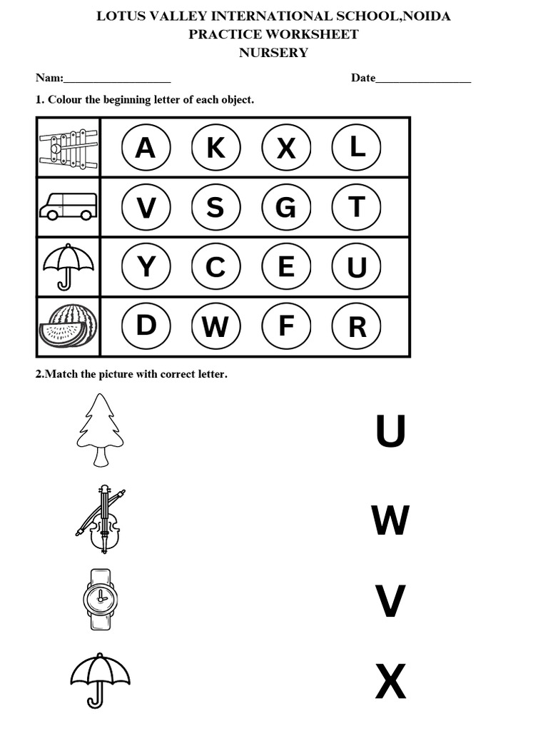 Nursery Letter Identification Worksheet | PDF