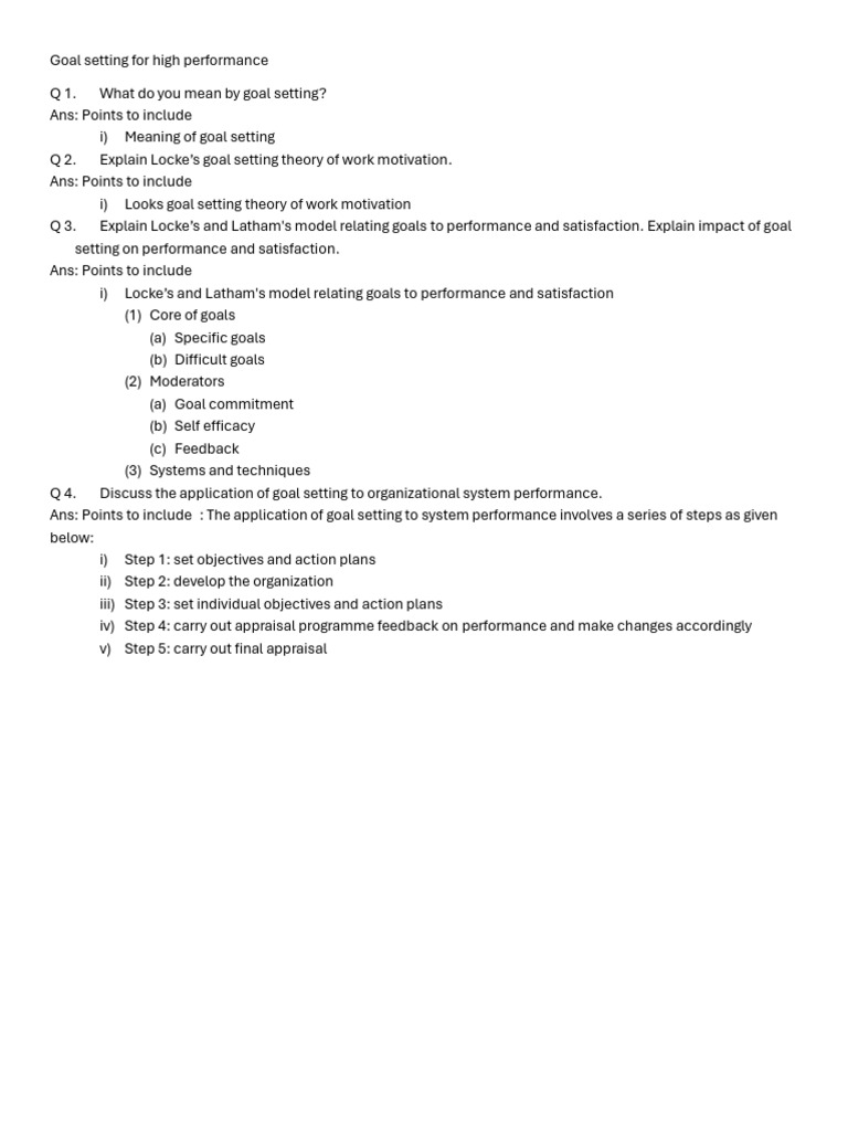 Effective Goal Setting for High Performance | PDF