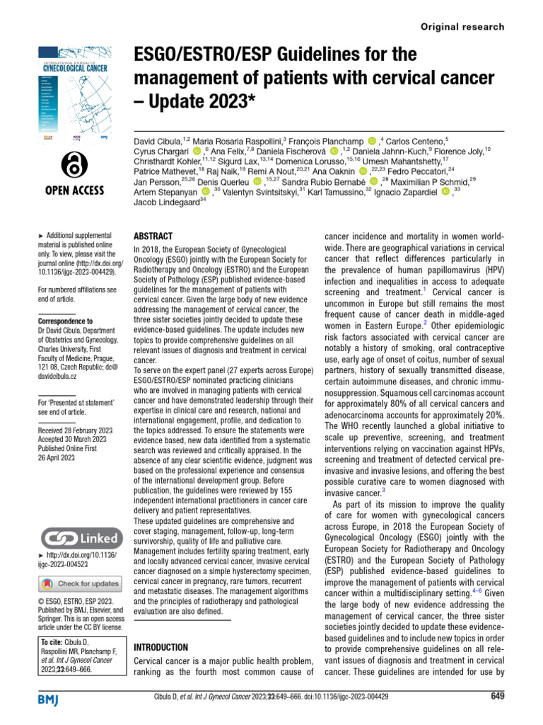 ESGO - ESTRO - ESP Guidelines For The Management of Patients With ...