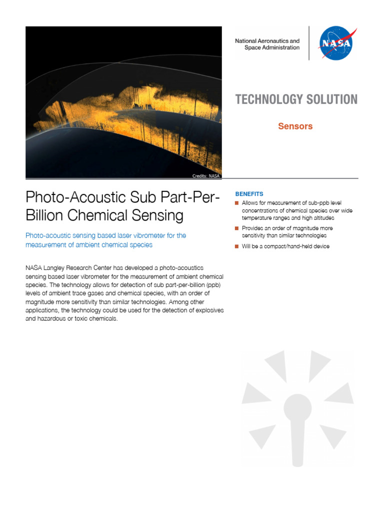 Photo-Acoustic Sub Part-Per Billion Chemical Sensing | PDF | Sensor | Nasa