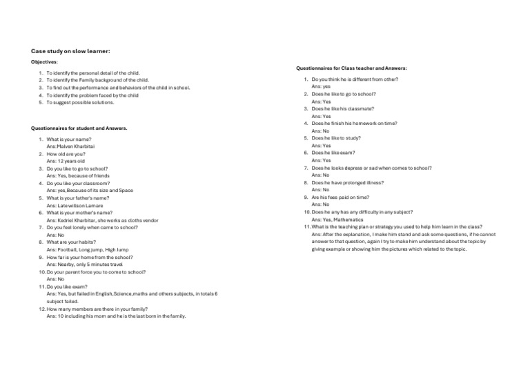 CASE STUDY | PDF | Learning | Behavior Modification