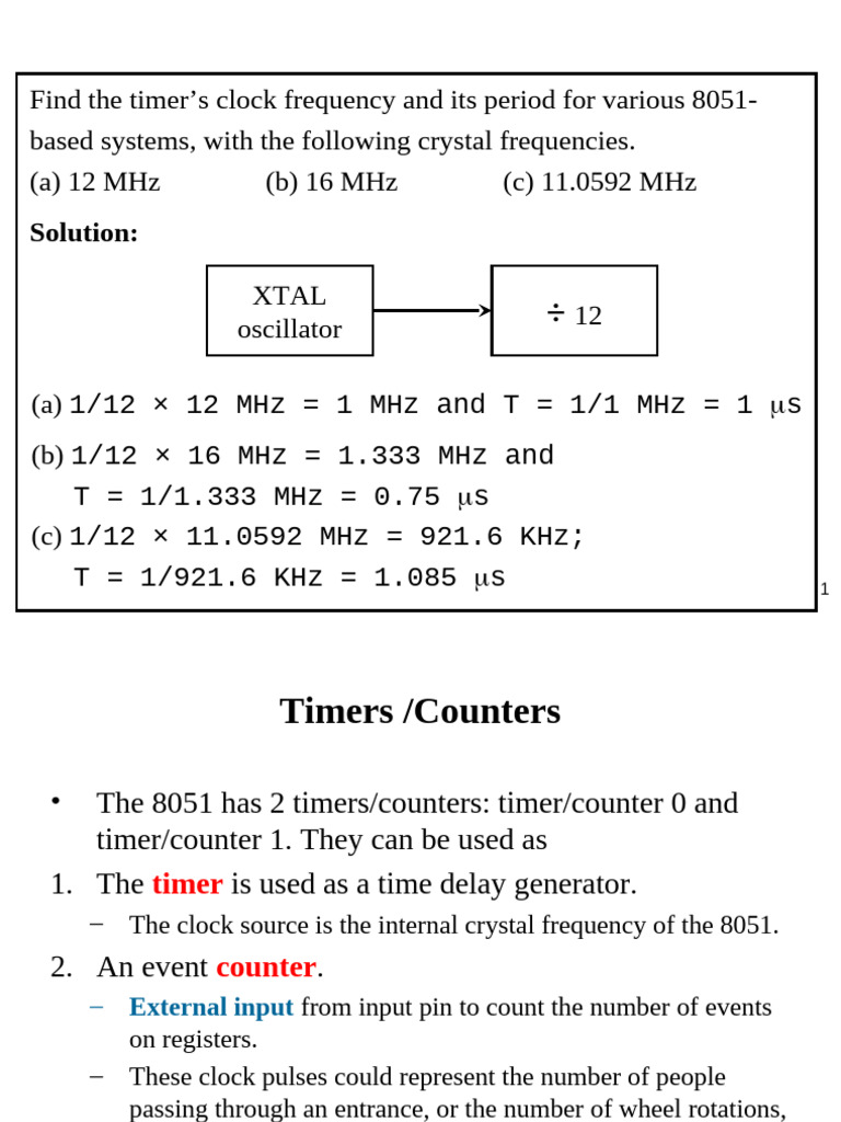 Timers and Counters Class1 1 | PDF | Hertz | Frequency